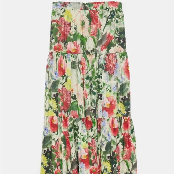Zara | Skirts | Zara Floral Print Ruffled Skirt | Poshmark